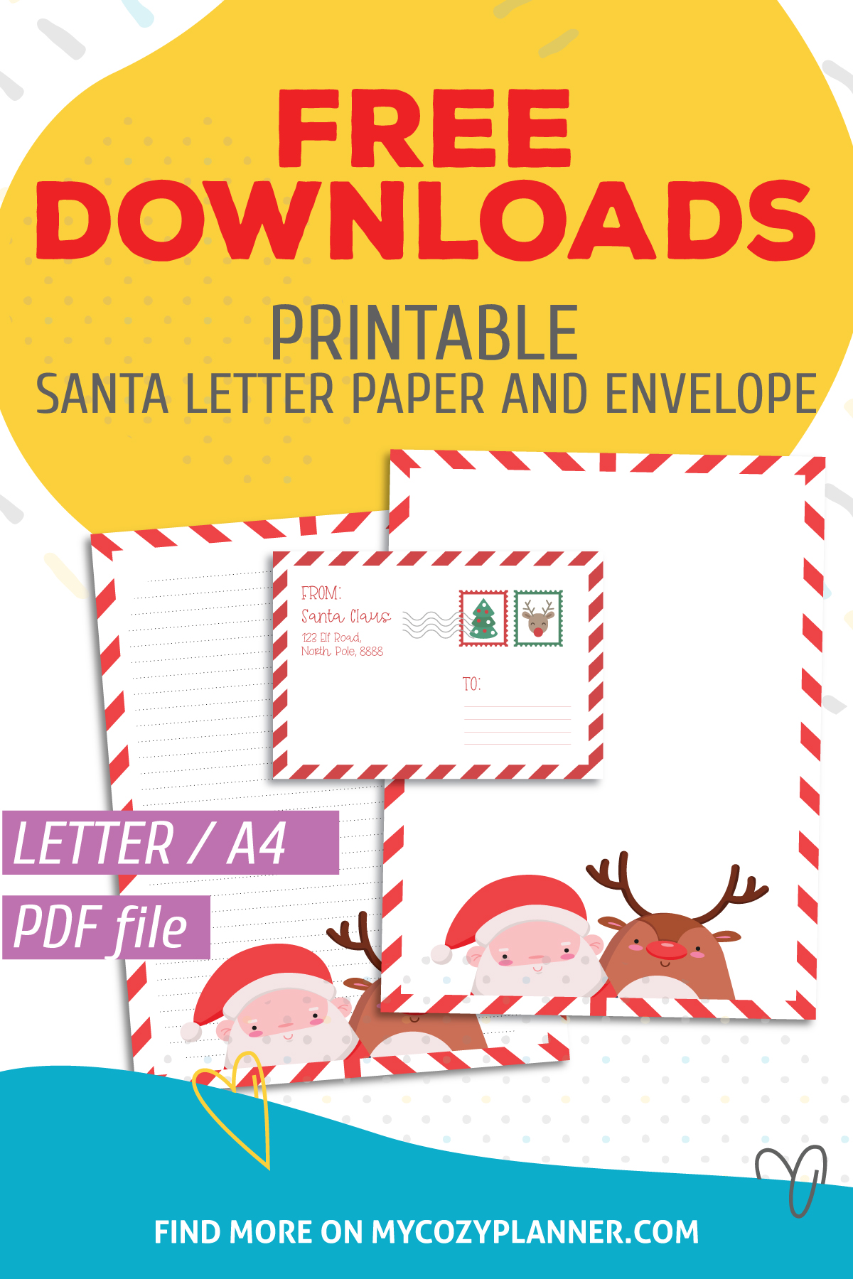 Santa Letter Paper and Envelope. Free Planner Printables. - MY COZY PLANNER