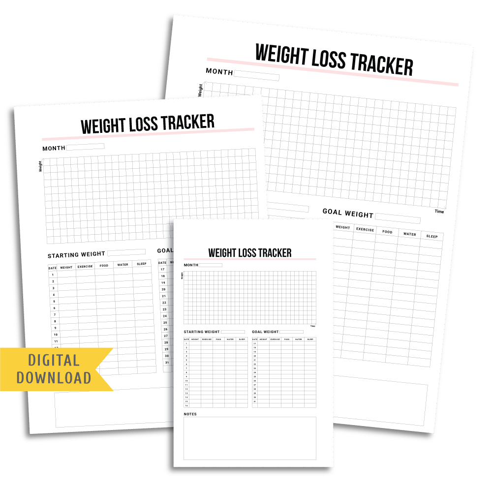 Weight Loss Tracker Template. Free Digital Download. - MY COZY PLANNER