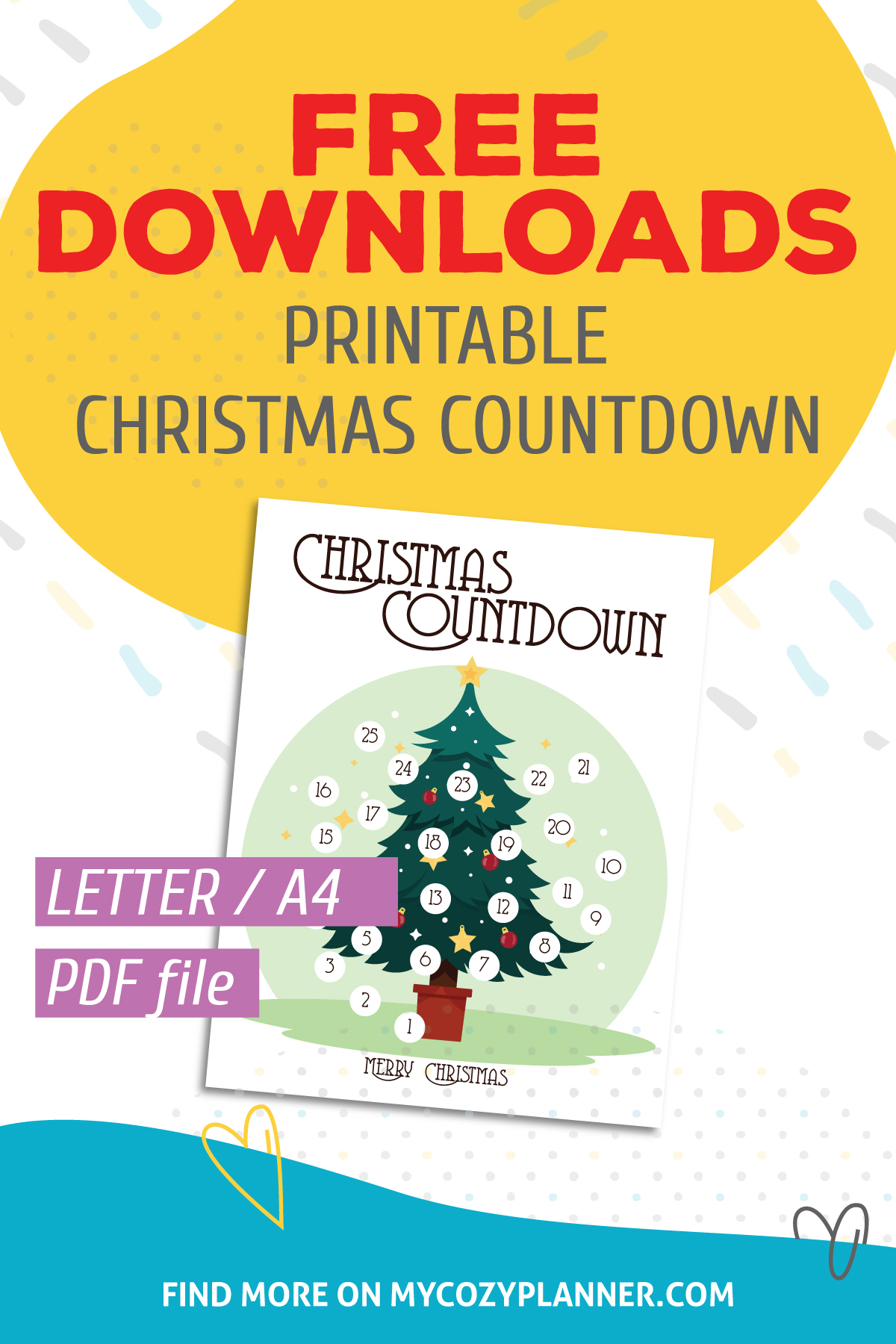 Christmas Tree Countdown. Free Printable Planner Stickers. - MY COZY ...