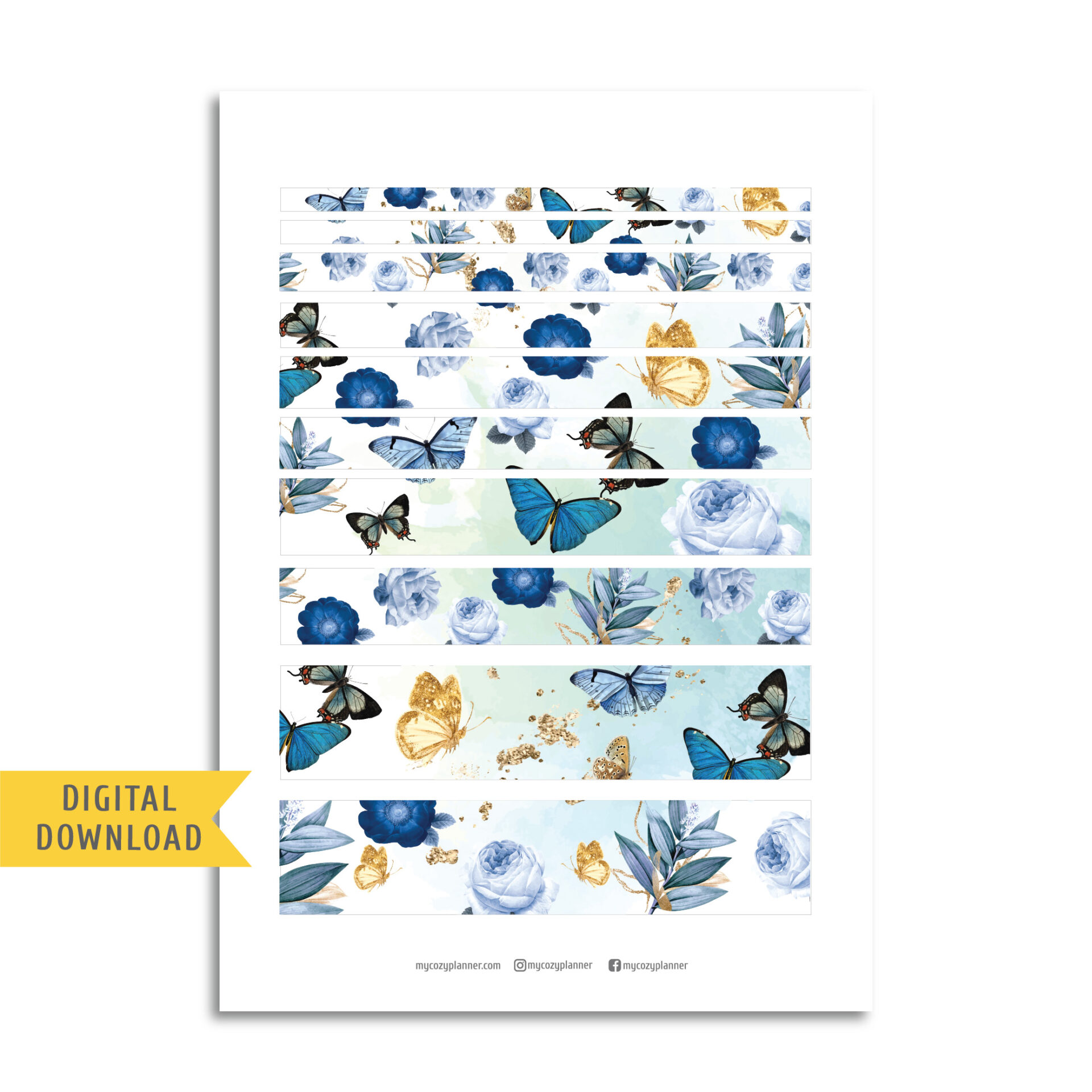 Butterfly Washi Tape. Free Printable Planner Stickers. - MY COZY PLANNER