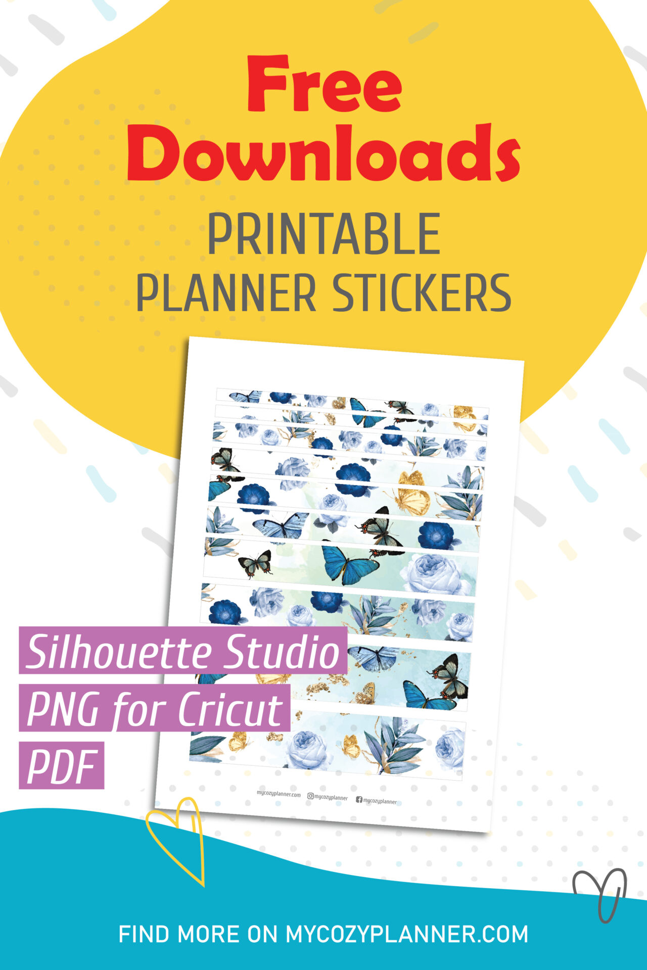 Butterfly Washi Tape. Free Printable Planner Stickers. - MY COZY PLANNER