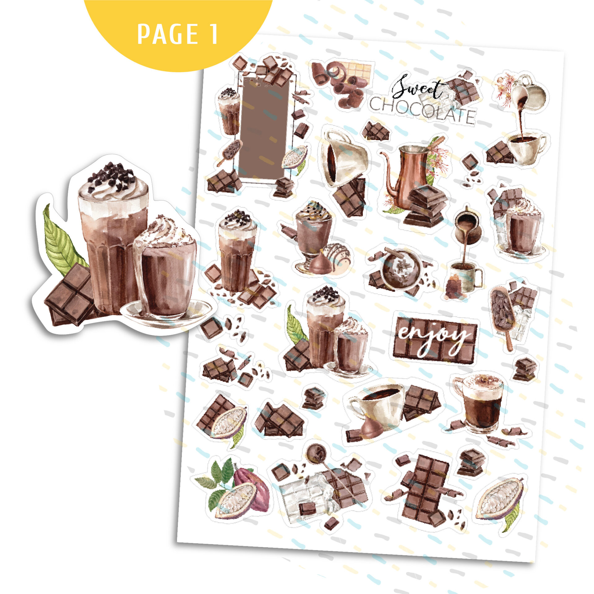 Chocolate Stickers. Printable Planner Stickers. - MY COZY PLANNER