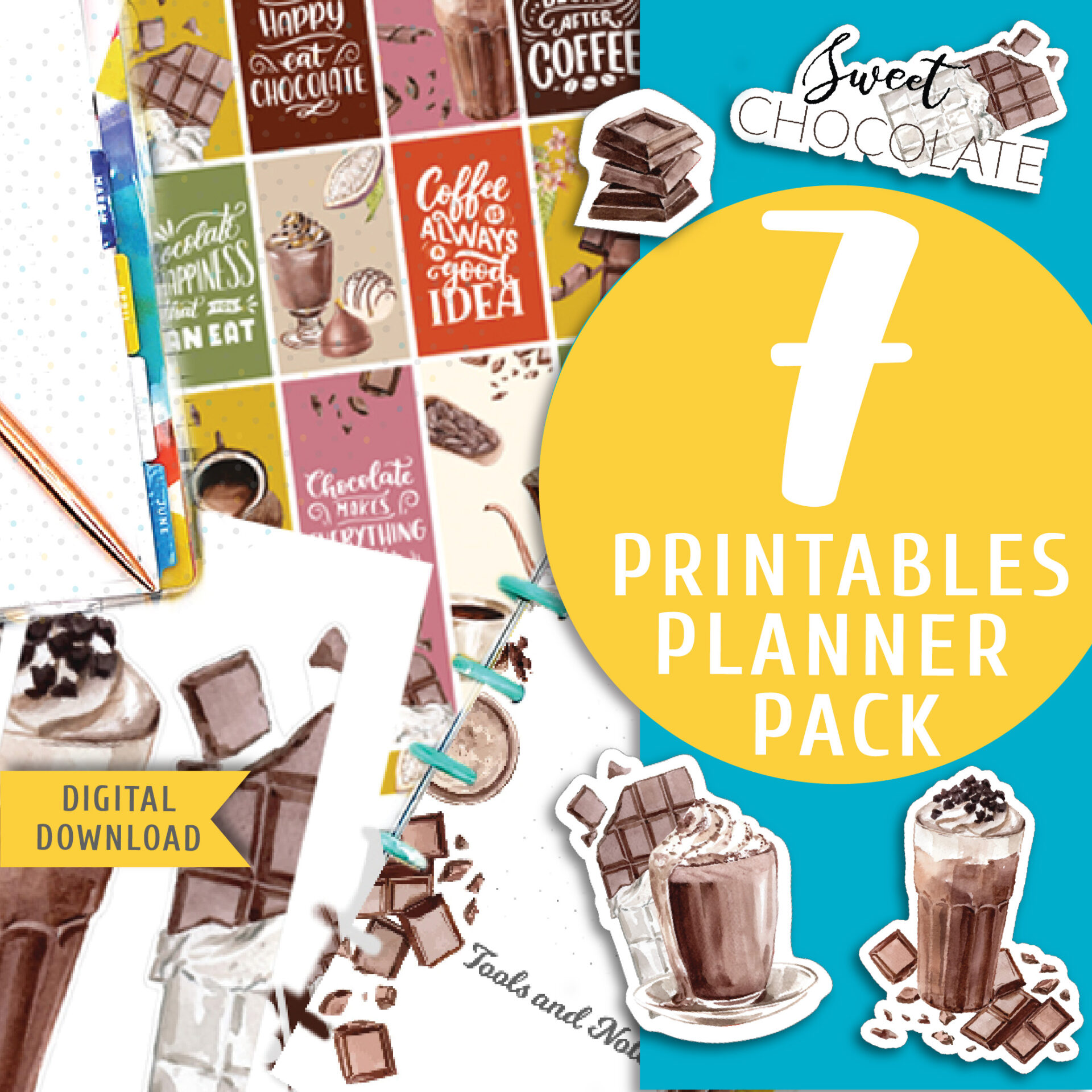 Chocolate Pack. Planner Printables - MY COZY PLANNER