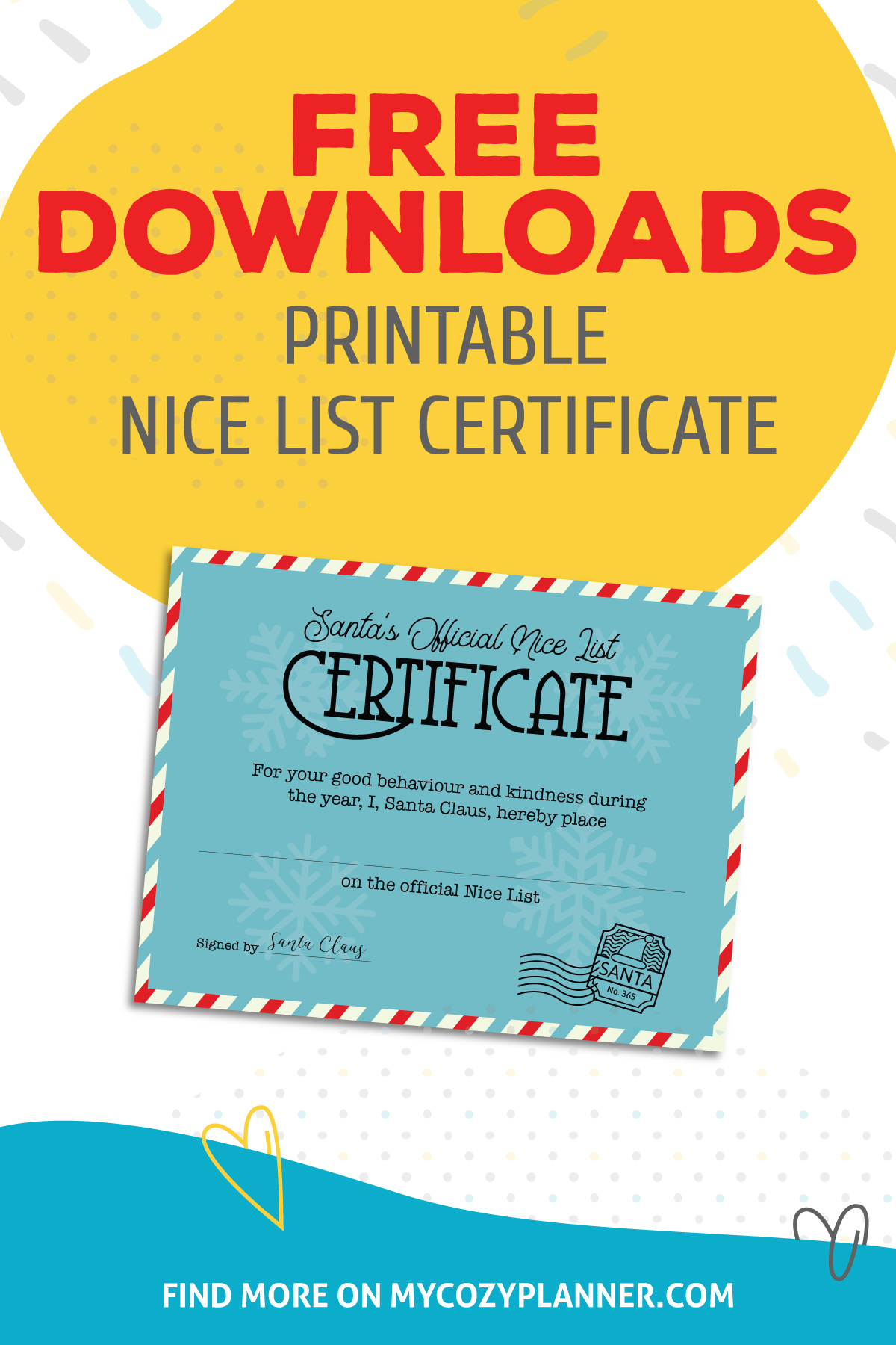 Blue Santa Nice List Certificate. Free Printable Paper Craft. - MY COZY ...