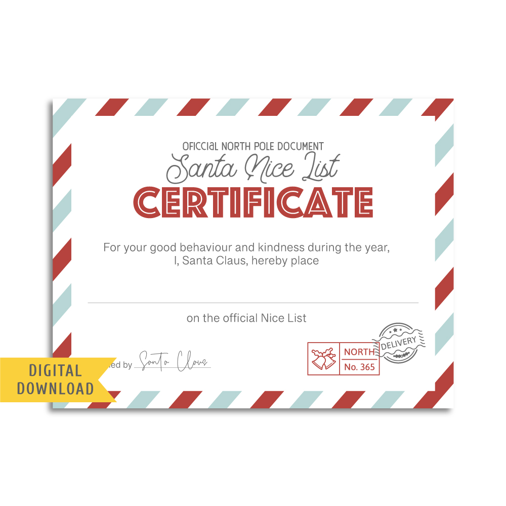 Vintage Nice List Certificate. Free Printable Paper Craft. - MY COZY ...