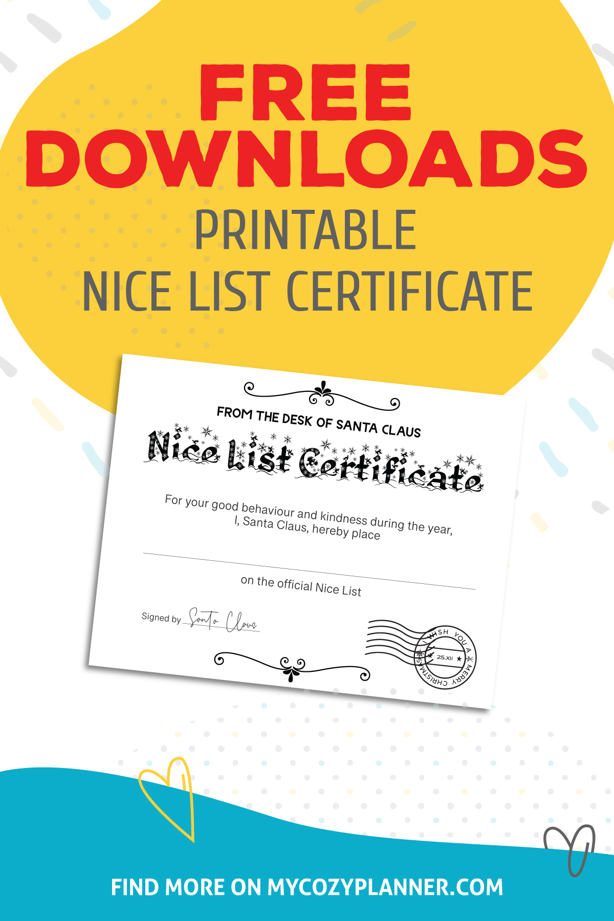 Simple Nice List Certificate. Free Printable Paper Craft. - MY COZY PLANNER