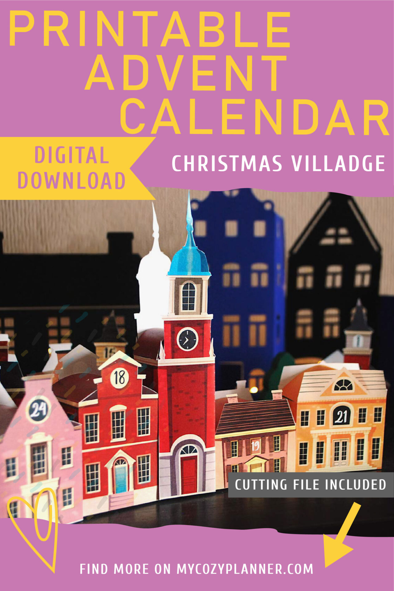 Christmas Village Advent Calendar. Printable Christmas Decor. - MY COZY ...