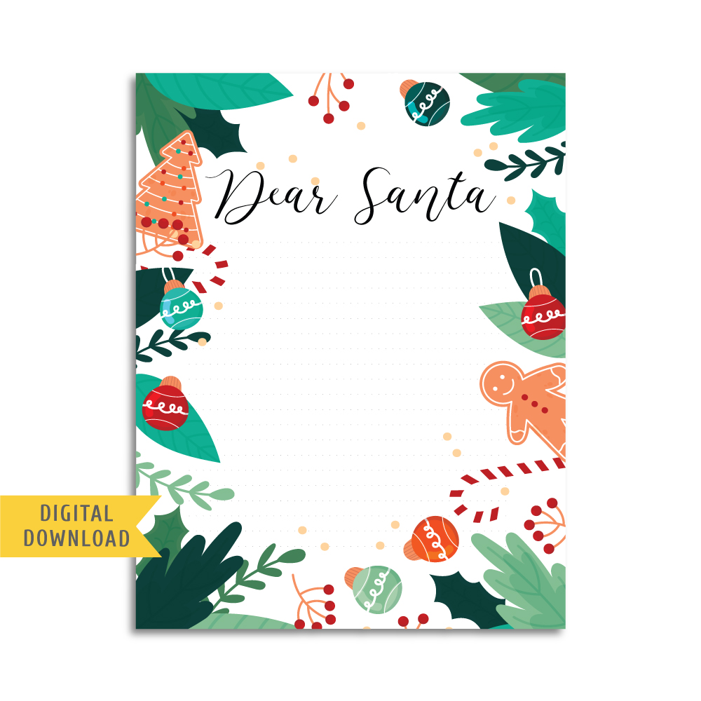 Cute Dear Santa Letter. Free Printable Planner Stickers. - MY COZY PLANNER