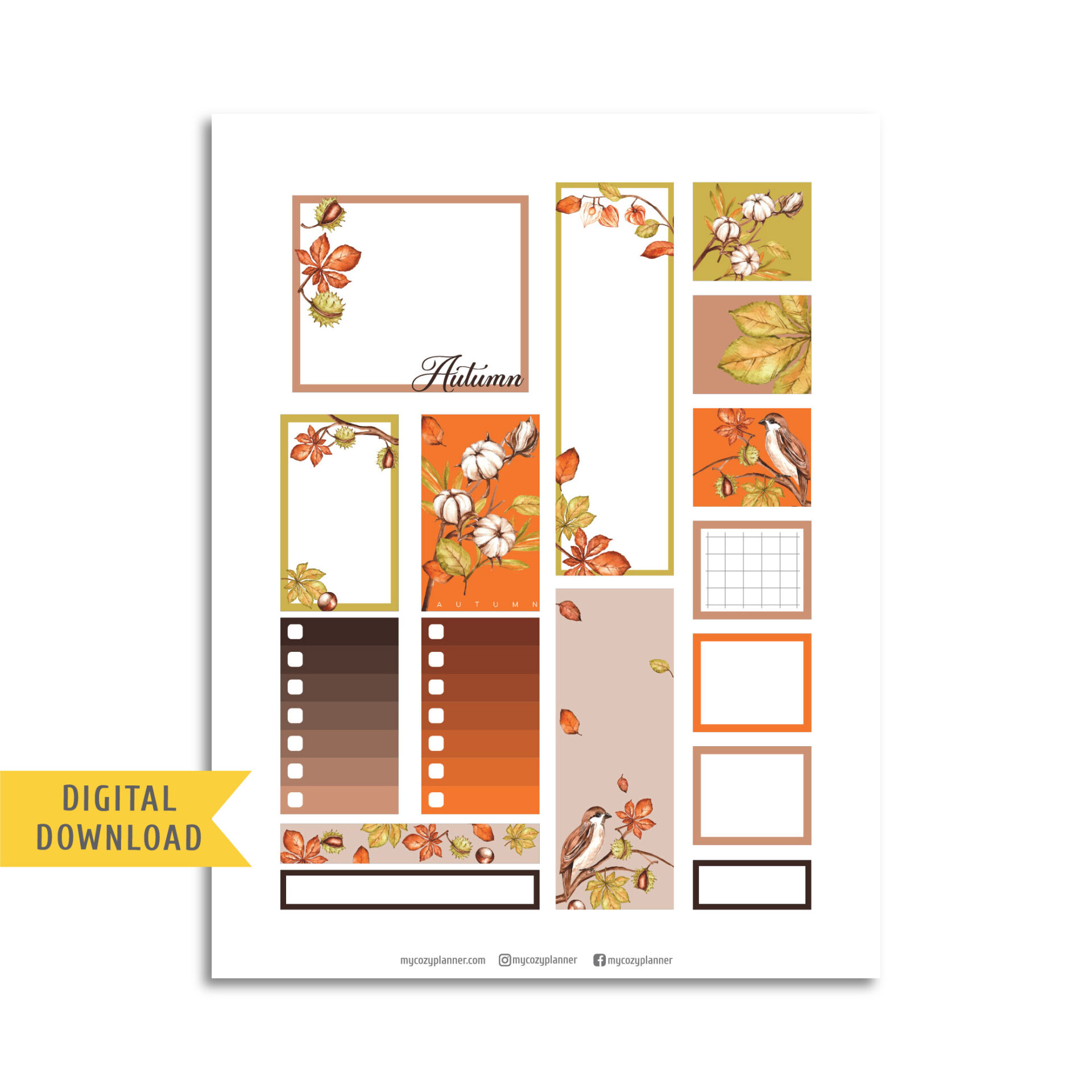 Autumn Forest Frame Stickers. Free Printable Planner Stickers. - MY ...