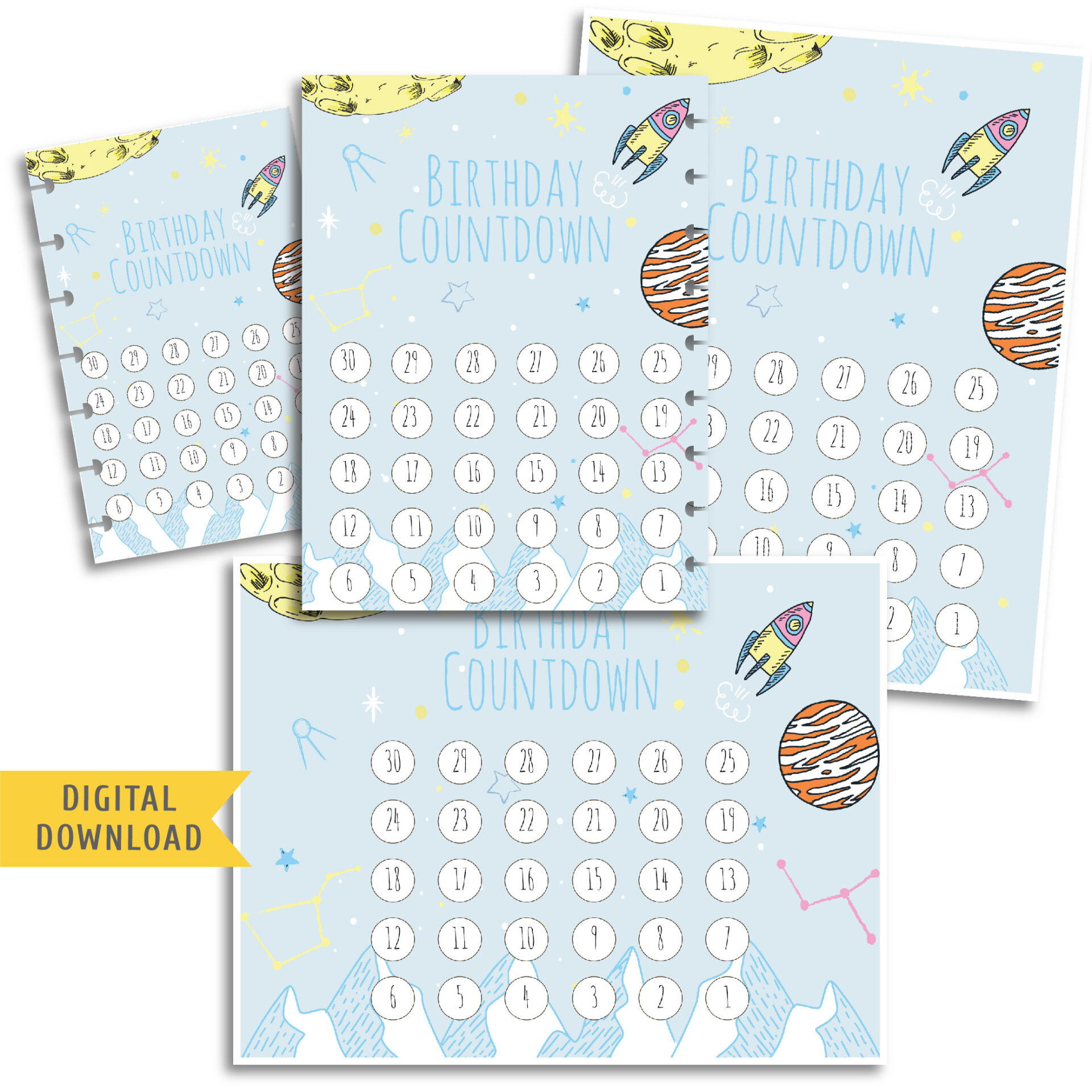 Free Space Rocket Birthday Countdown. Free Digital Download. - MY COZY ...