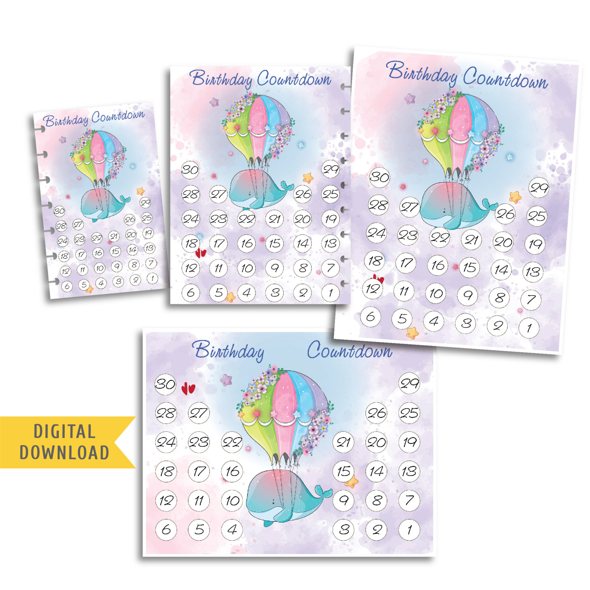 Hot Air Balloon Birthday Countdown. Free Digital Download. - MY COZY ...