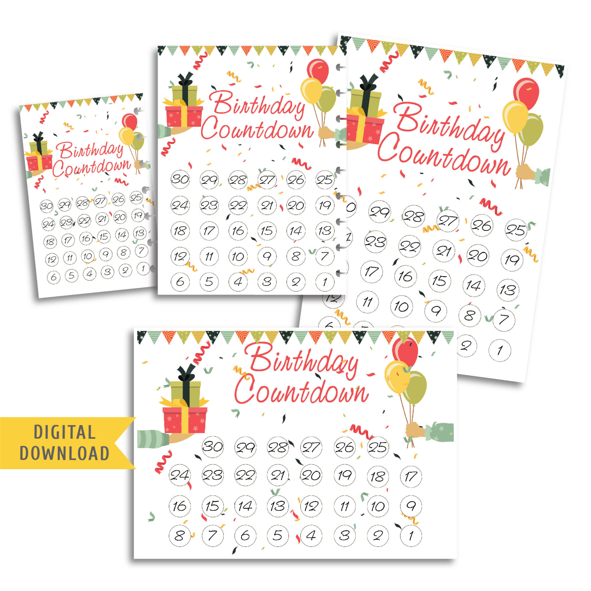 Festive Birthday Countdown Calendar. Free Digital Download. - MY COZY ...