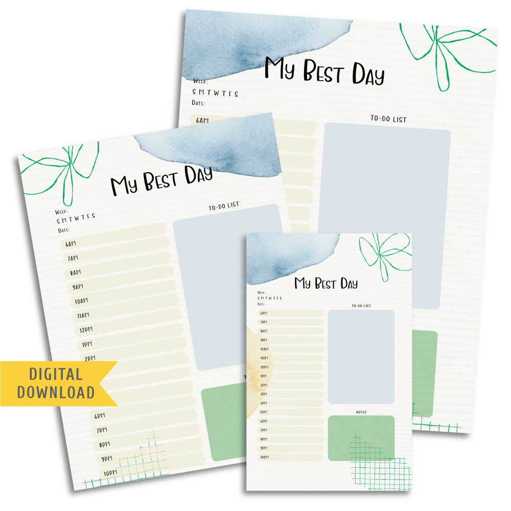 Cute Daily Hourly Planner Template. Free Digital Download. - MY COZY ...