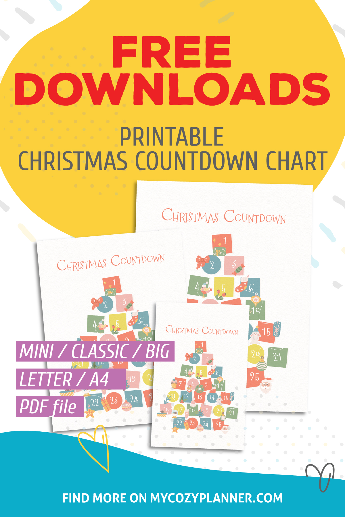 Christmas Countdown Chart. Free Digital Download. - MY COZY PLANNER