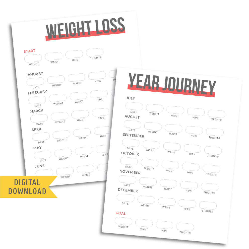 Yearly Weight Loss Tracker. Free Digital Download - MY COZY PLANNER