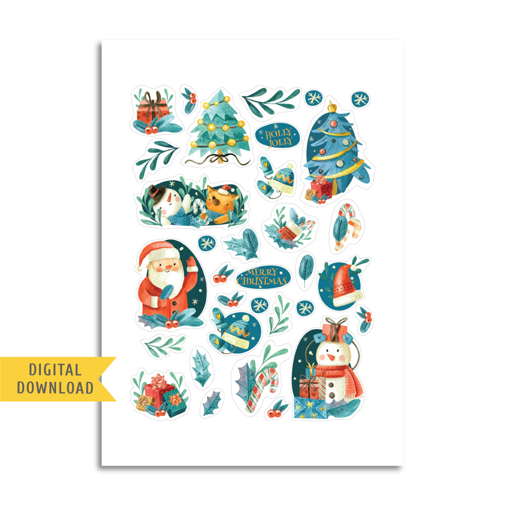 Holly Jolly Stickers. Free Printable Planner Stickers. - MY COZY PLANNER