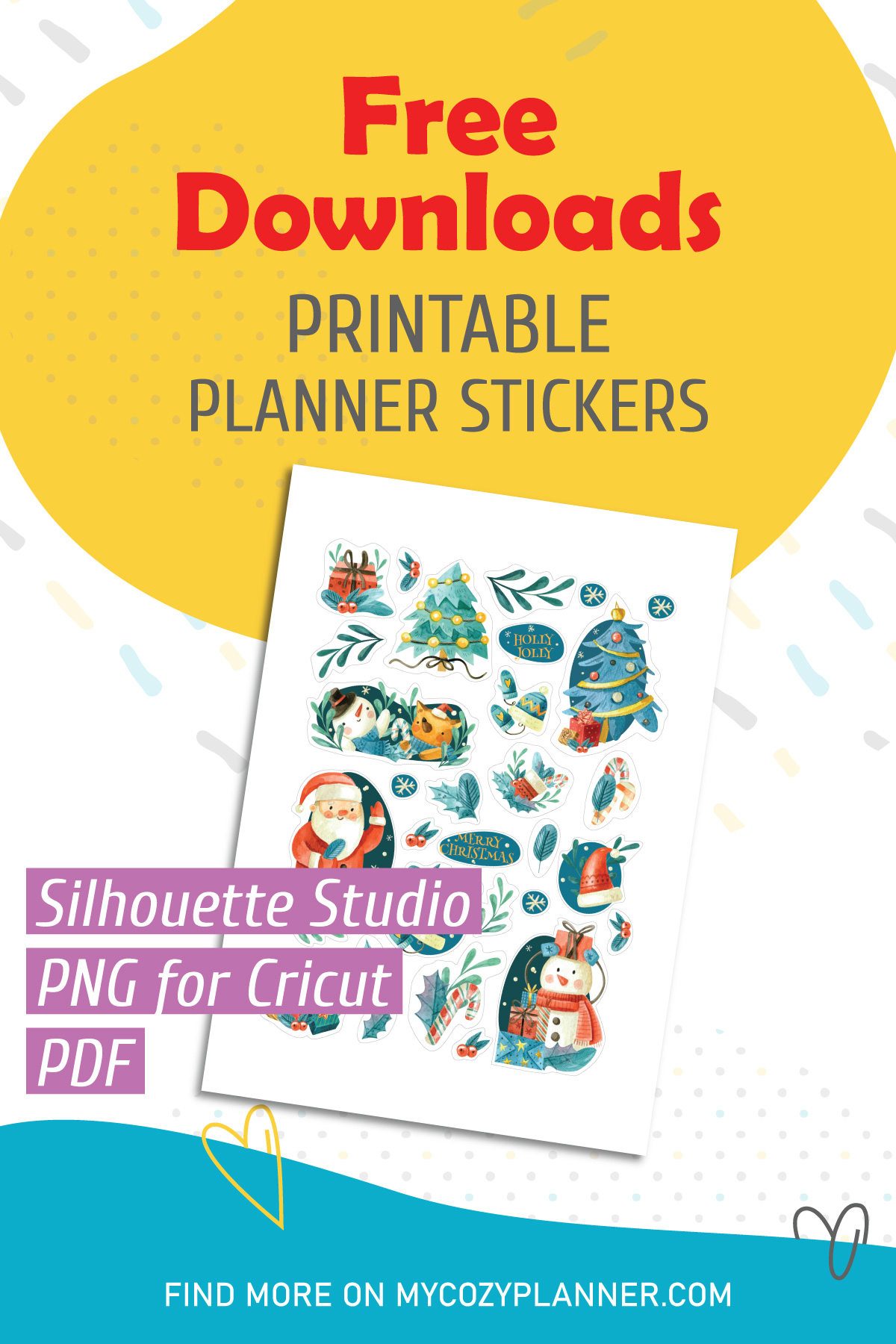 Holly Jolly Stickers. Free Printable Planner Stickers. - MY COZY PLANNER