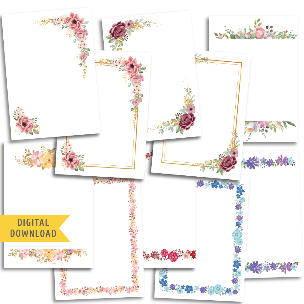 10 Bloom Borders. Free Digital Download. - MY COZY PLANNER