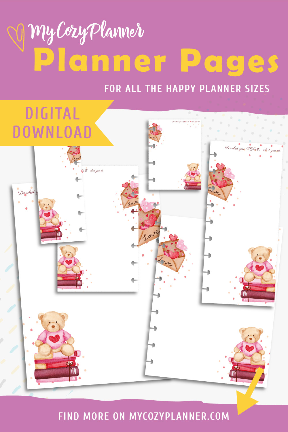 Watercolor Love Planner Pages. Instant Download.