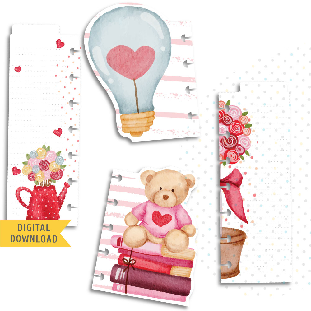Watercolor Love Divider Kit. Printable Planner Dividers. - MY COZY PLANNER
