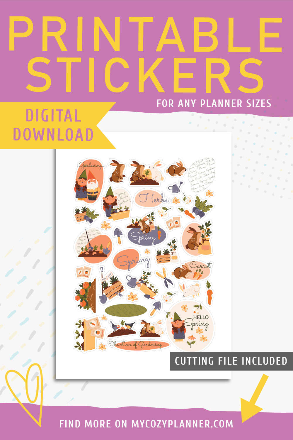 The Love of Gardening Stickers. Printable Planner Stickers. - MY COZY ...