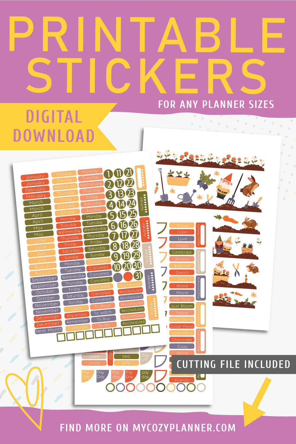 The Love of Gardening Monthly Sticker Kit. Printable Planner Stickers ...