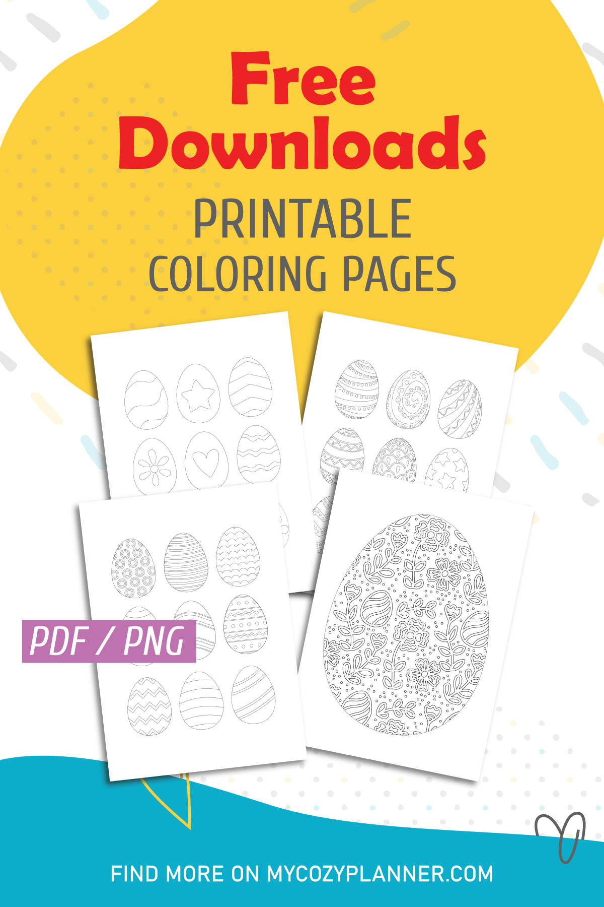 Easter Eggs for Kids. Free Coloring Pages Printables - MY COZY PLANNER