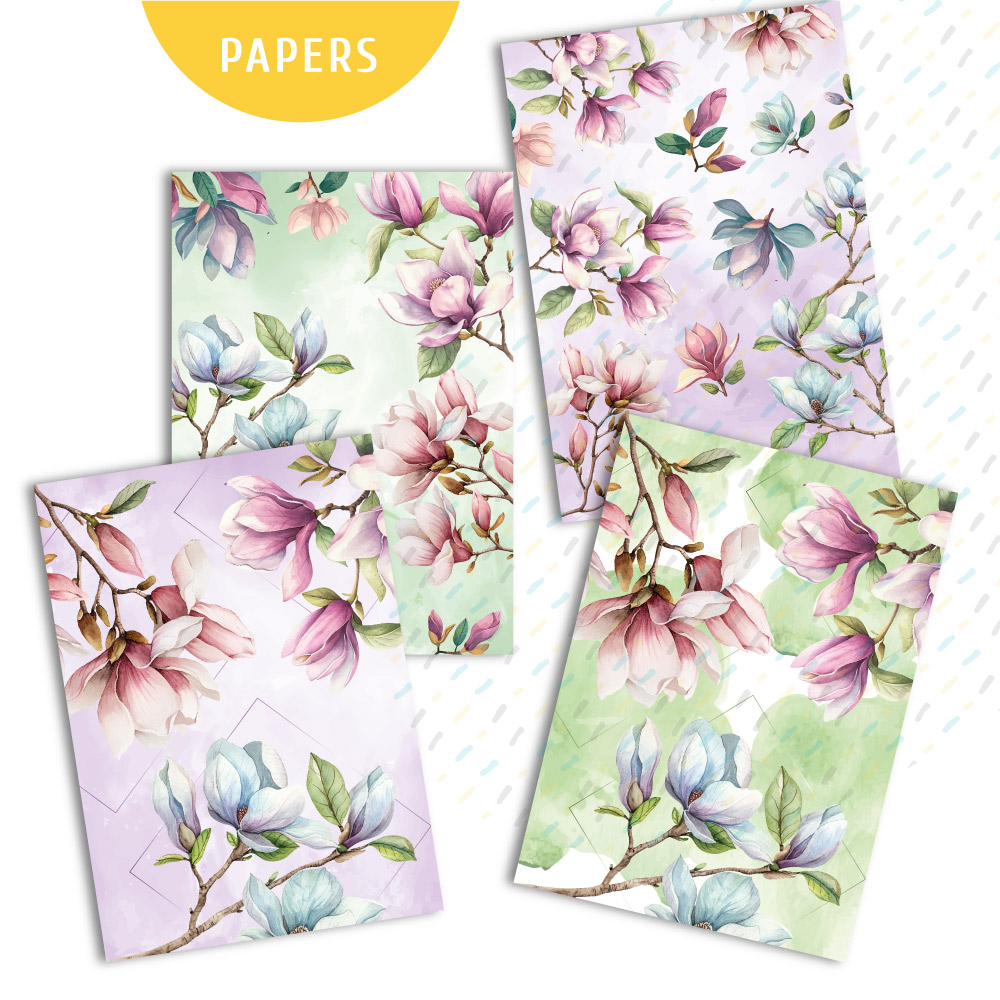 Spring Magnolia Digital Papers. Instant Download.