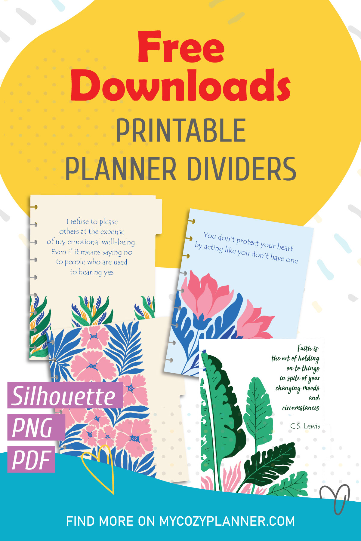 Tropical Dividers. Free Digital Download - MY COZY PLANNER