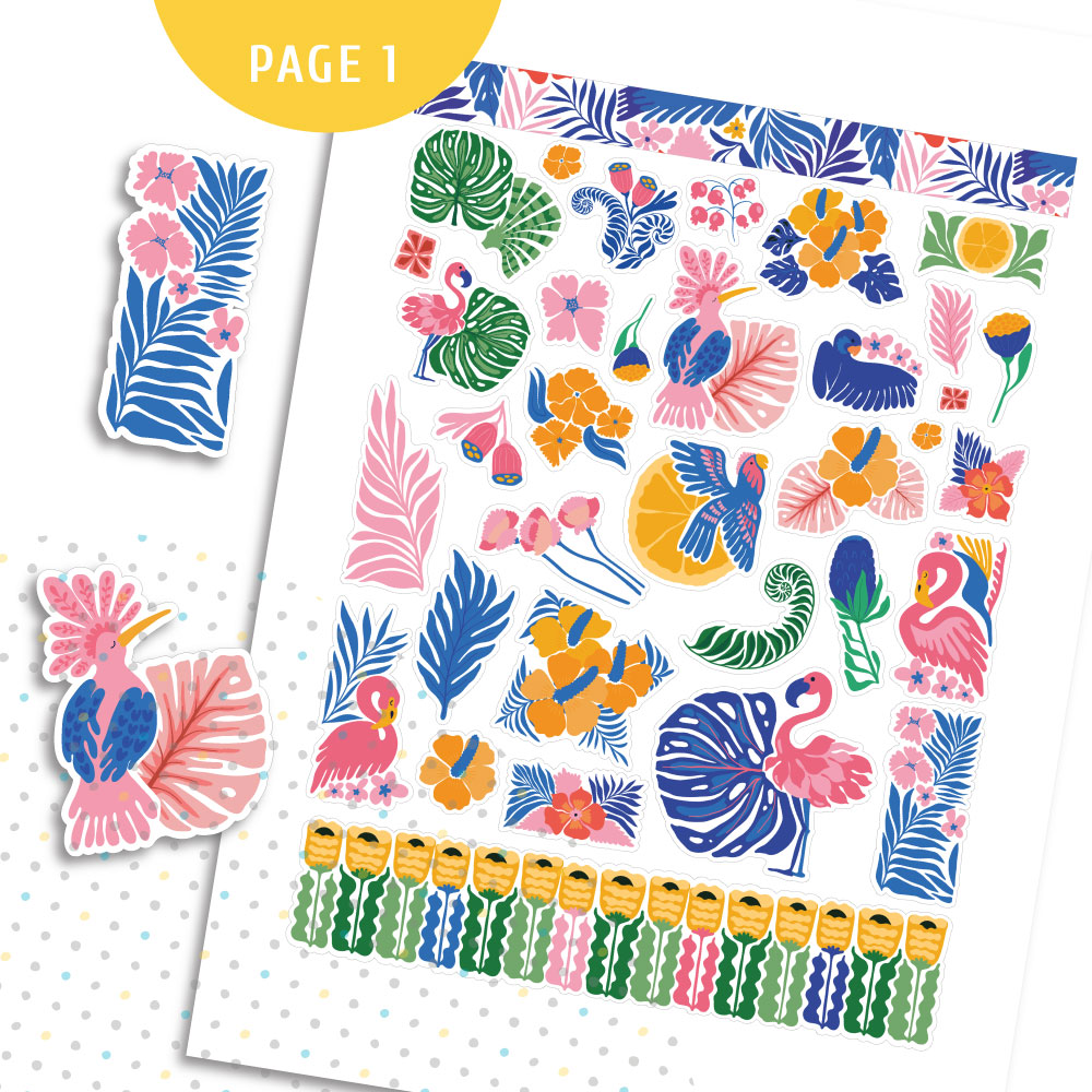 Tropical Color Stickers. Printable Planner Stickers. - MY COZY PLANNER