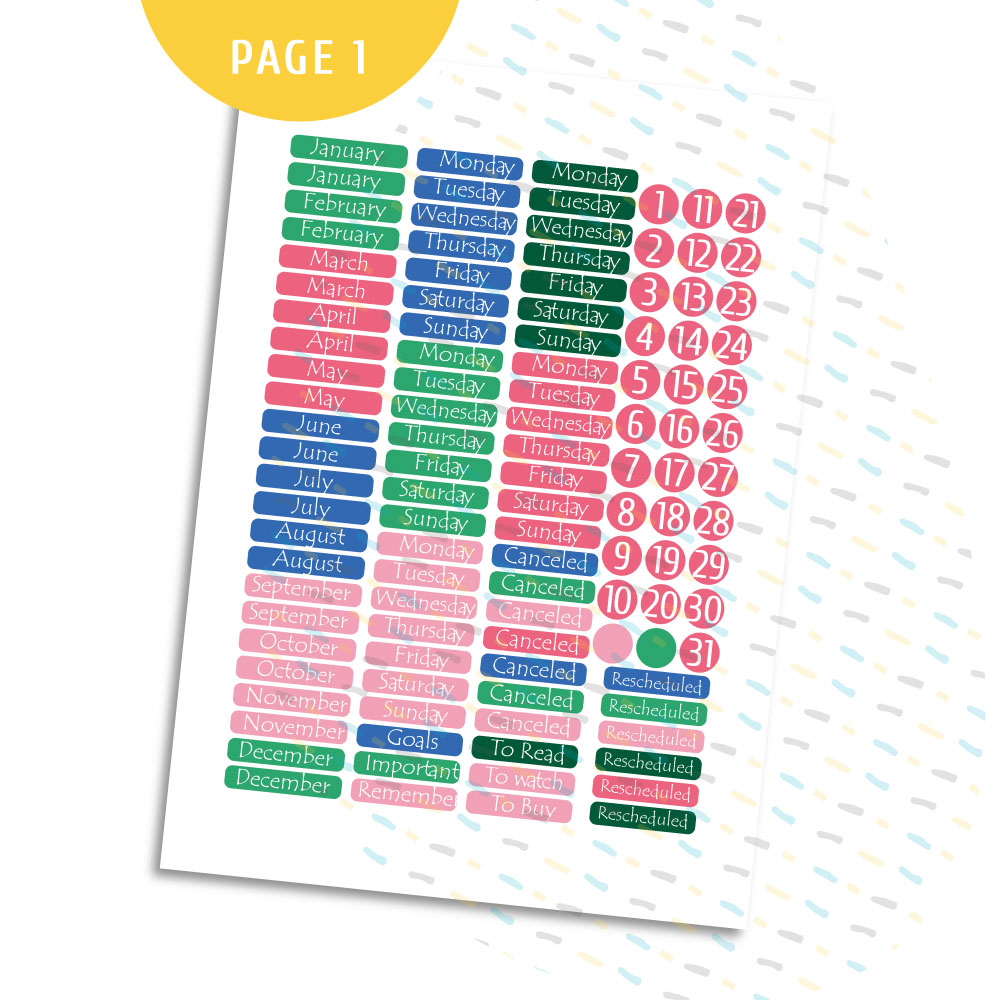 Tropical Color Monthly Sticker Kit. Printable Planner Stickers. - MY ...