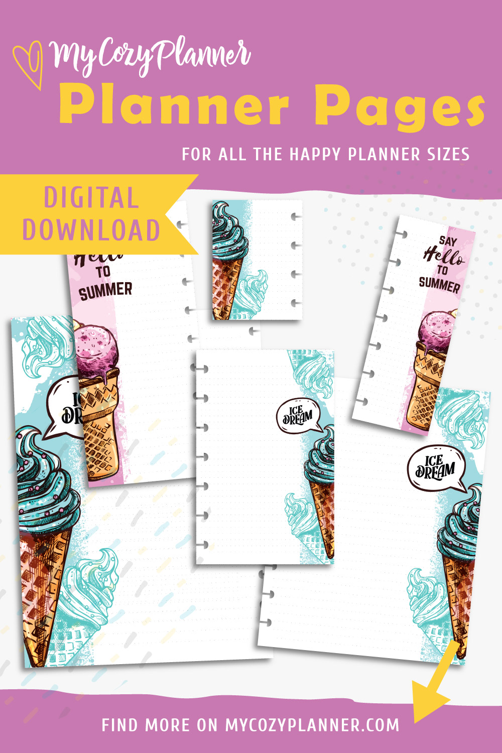 Cool Ice Cream Planner Pages. Instant Download.