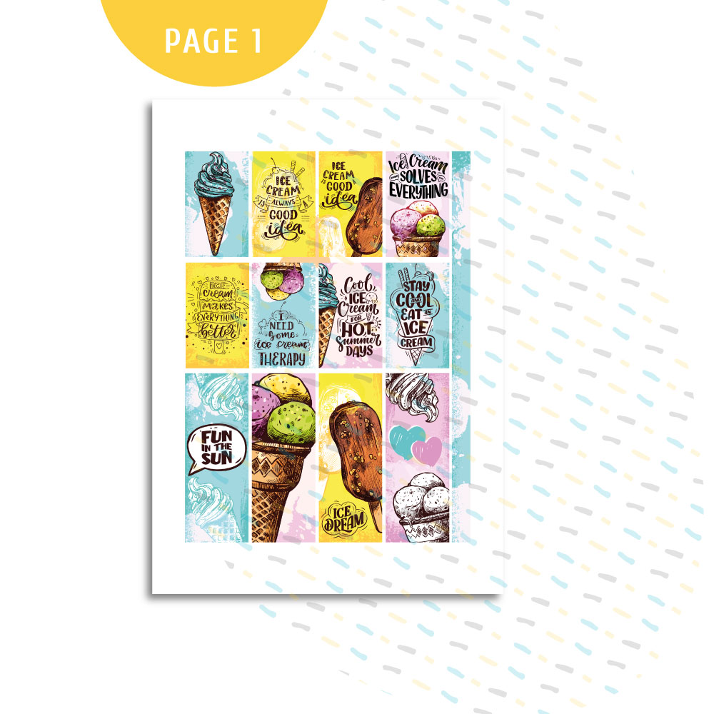 Cool Ice Cream Sticker Kit. Printable Planner Stickers. - MY COZY PLANNER