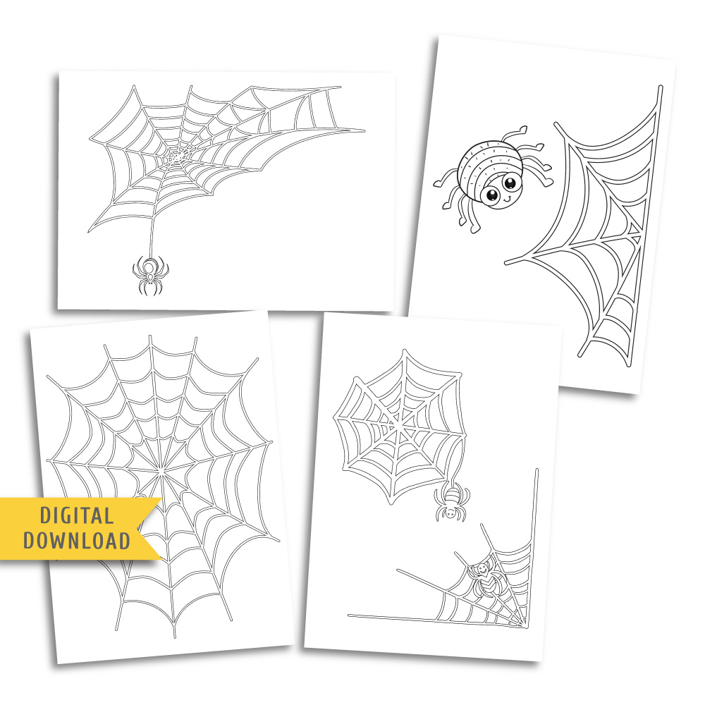 Simple Spider Web. Free Coloring Pages Printables. - MY COZY PLANNER