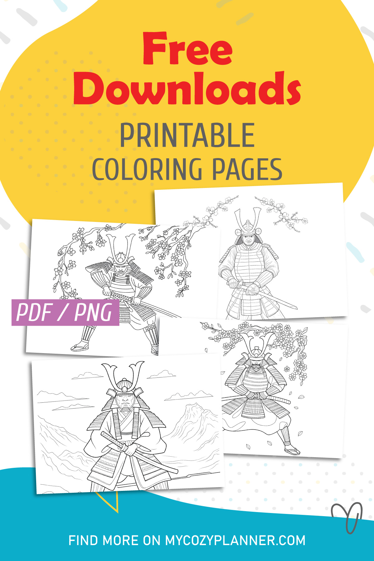 Samurai Warriers. Free Coloring Pages Printables. - MY COZY PLANNER