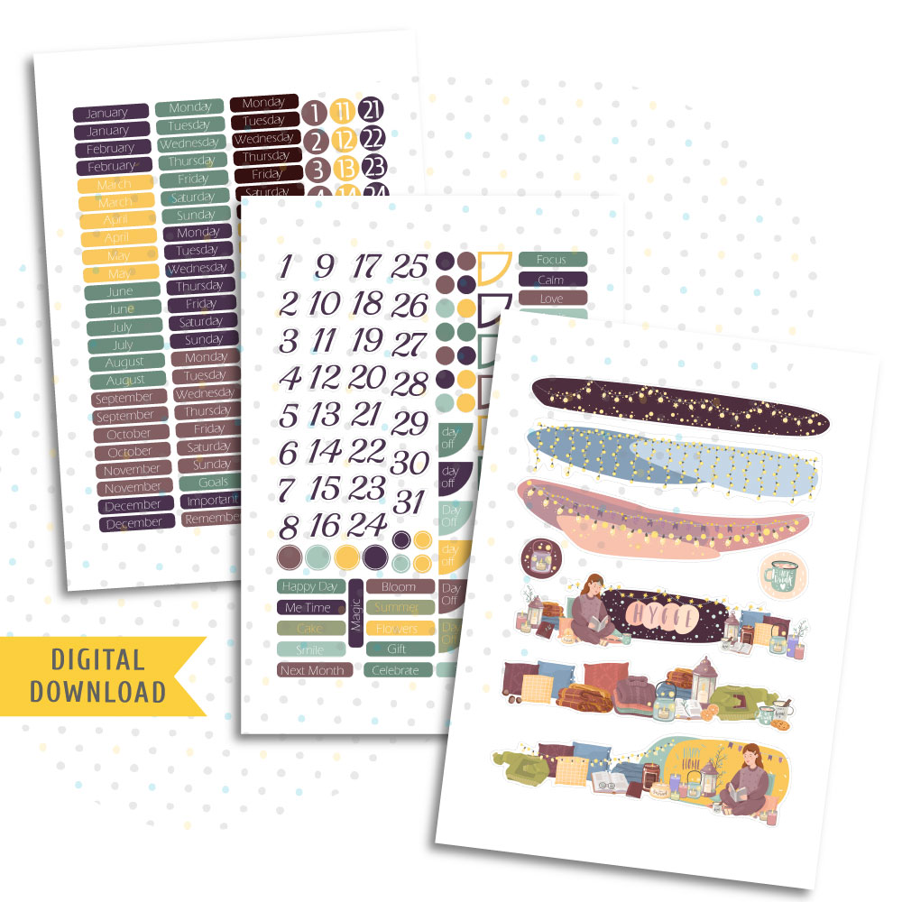 Cozy Home Monthly Sticker Kit. Printable Planner Stickers. - MY COZY ...