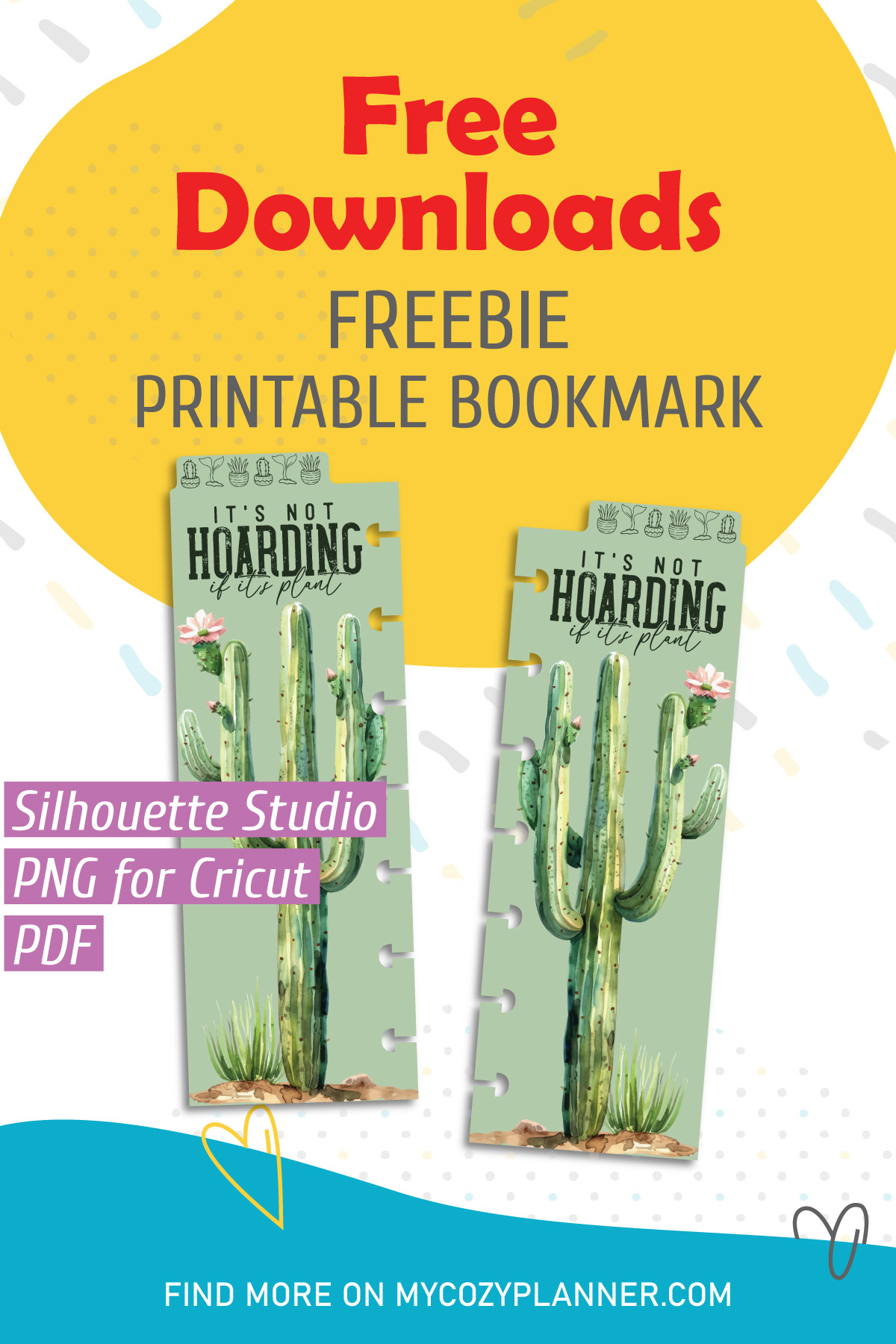 Cactus Bookmark Tab. Free Digital Download. - MY COZY PLANNER