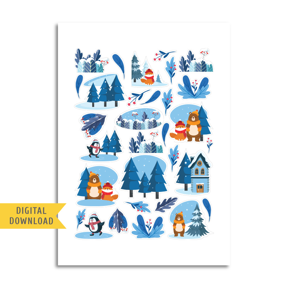 Winter Forest Sticker. Free Printable Planner Stickers. - MY COZY PLANNER