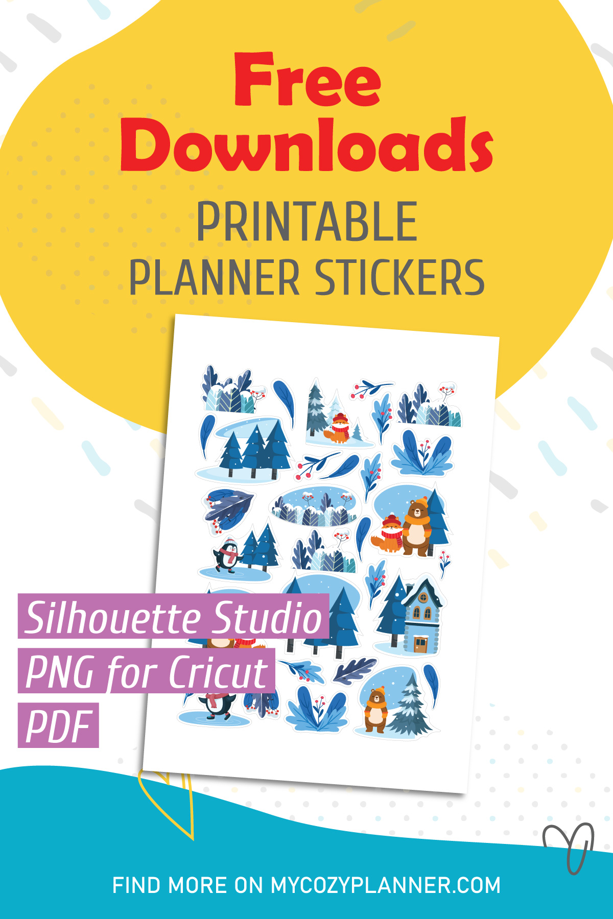 Winter Forest Sticker. Free Printable Planner Stickers. - MY COZY PLANNER