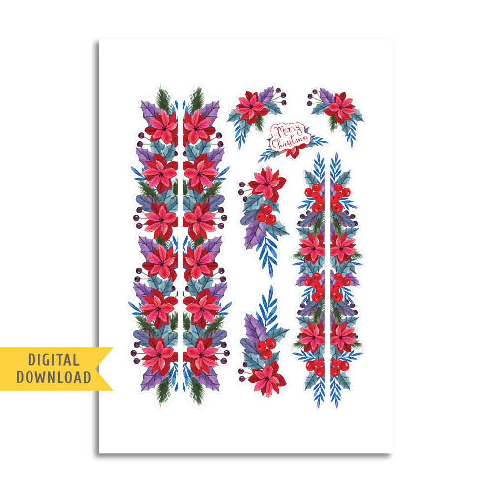 Winter Flower Borders. Free Printable Planner Stickers. - MY COZY PLANNER