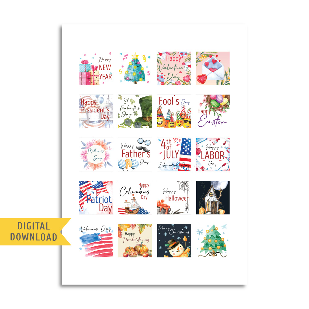 All Holiday Watercolor Stickers. Free Printable Planner Stickers. - MY ...