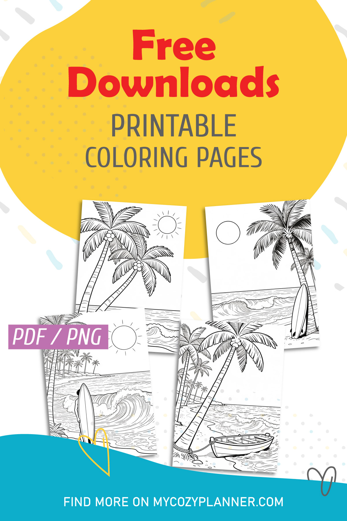 Palm Trees on the Beach. Free Coloring Pages Printables. - MY COZY PLANNER
