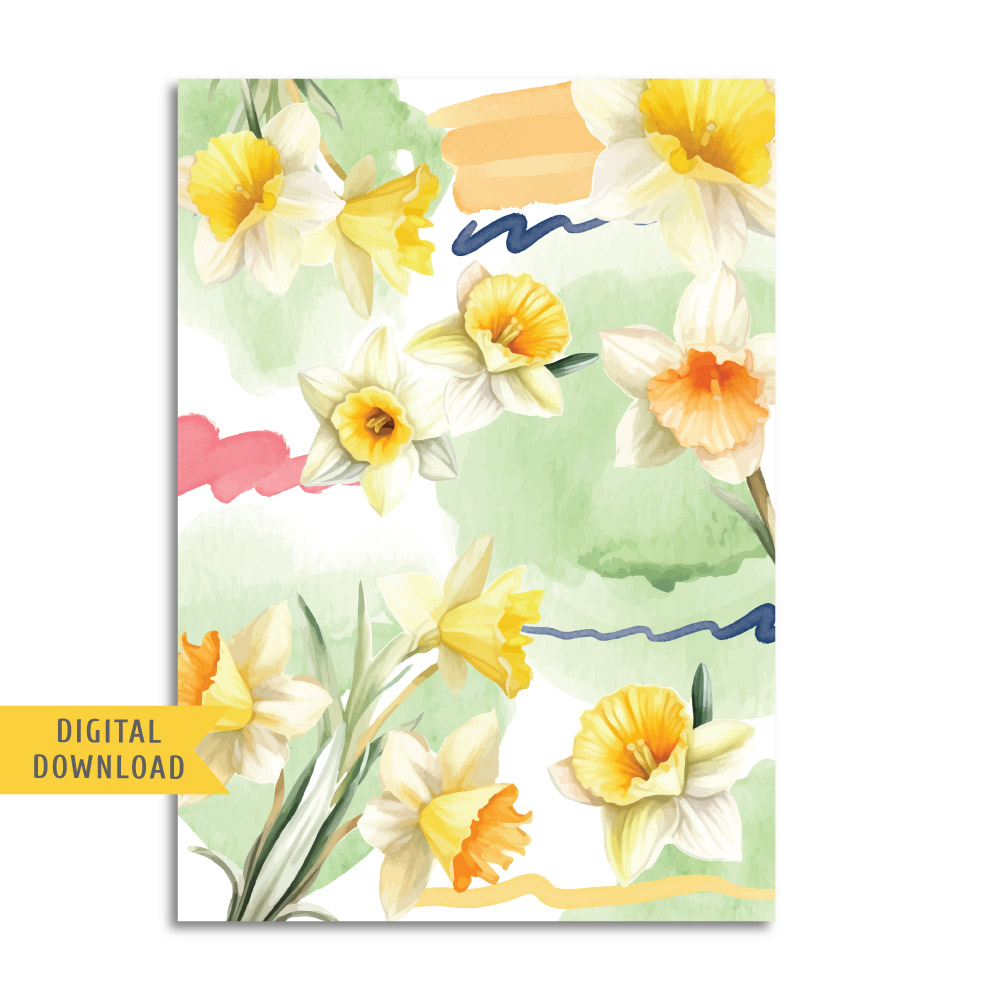Magic Daffodils Scrapbook Paper. Free Printable Papers. - MY COZY PLANNER