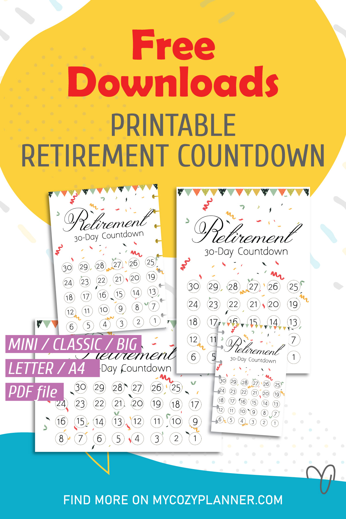Retirement Calendar Countdown. Free Digital Download. - MY COZY PLANNER